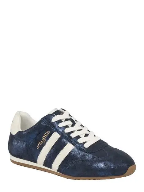 J/SLIDES NYC Peggy Satin Sneakers - Navy Metallic