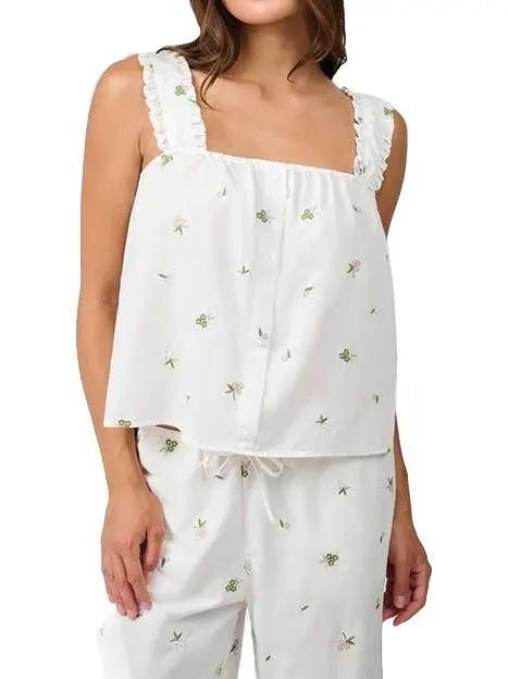 WeWoreWhat Ruffle Floral Tank Top - Ivory