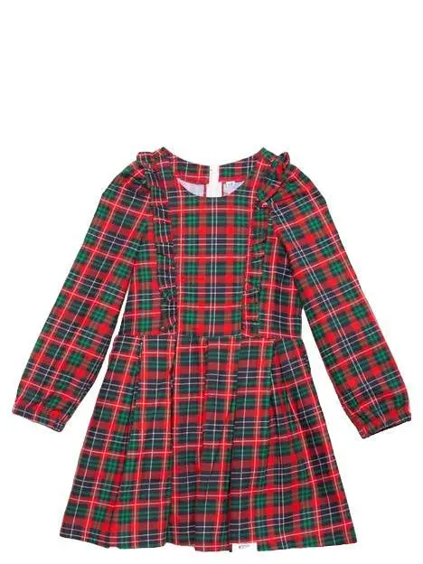 WORTHY THREADS Long Sleeve Ruffle Dress - Holiday Plaid
