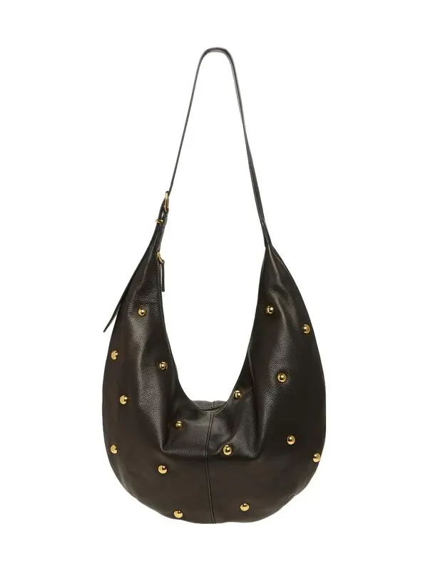Madewell The Essential Curve Leather Shoulder Bag - True Black Multi