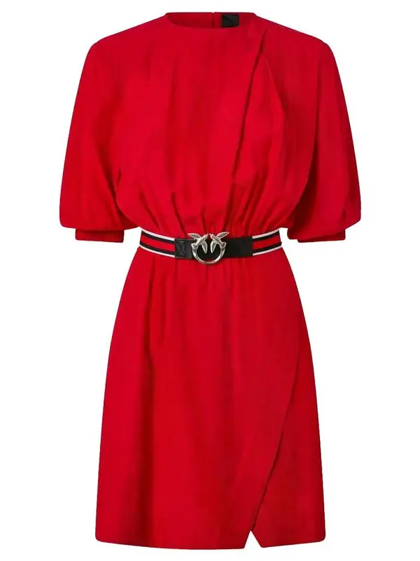 Pinko Puff-sleeve Belted Mini Dress - Red