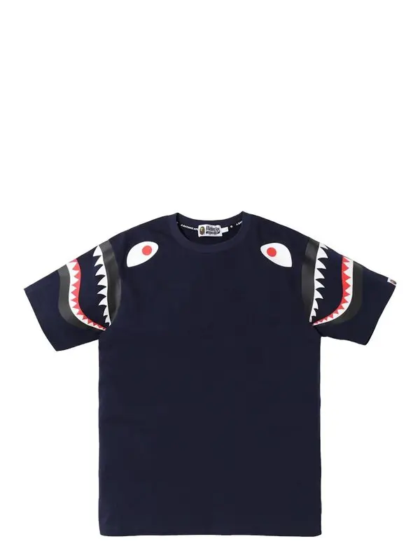 A BATHING APE Shark Shoulder Tee Shirt - Navy Blue