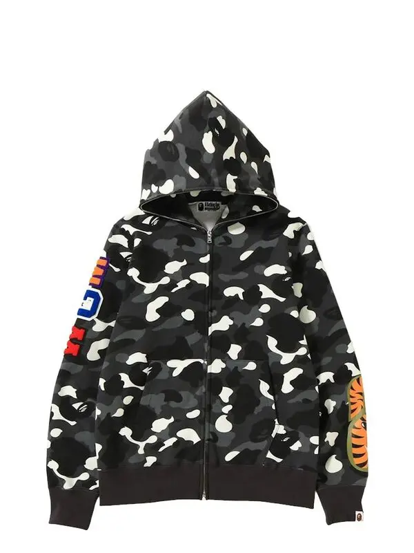 BAPE City Camo Embroidery Shark Full Zip Hoodie - Black