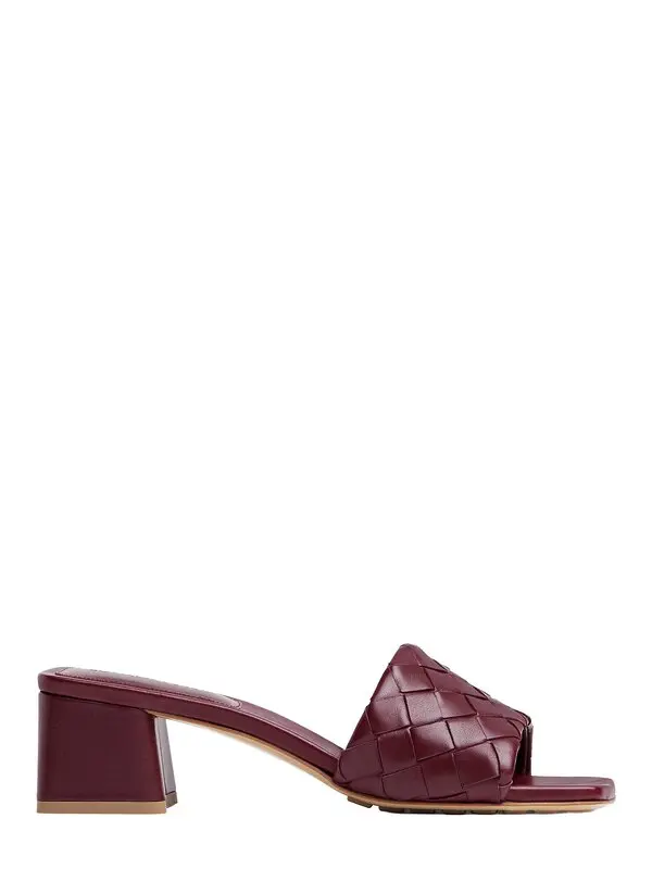Bottega Veneta Intrecciato Leather Kitten-heel Mule Sandal - Barolo