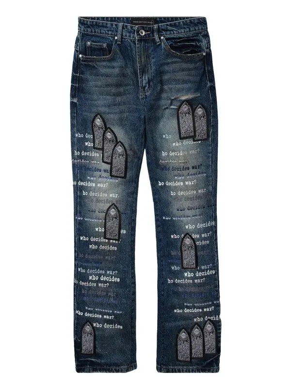 WHO DECIDES WAR BY EV BRAVADO Scripture Denim - Blue