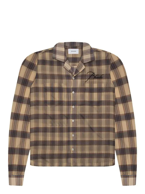 Rhude Sheer Plaid Button-down Shirt - Tan