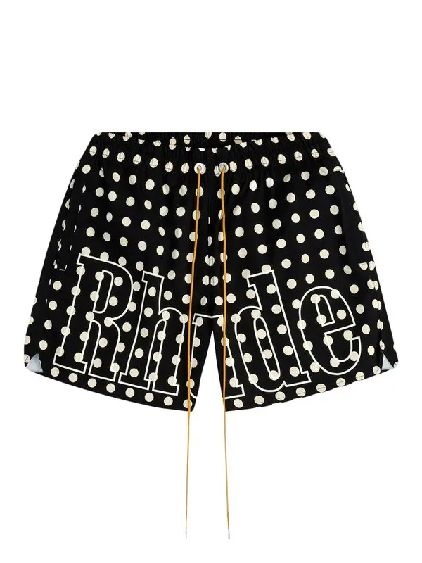 Rhude Logo Polka Dot Swim Shorts - Black