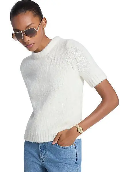 Michael Kors Knit Short-sleeve Sweater - Natural