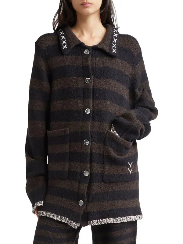 YANYAN Softi Stripe Wool-blend Jacket - Brown