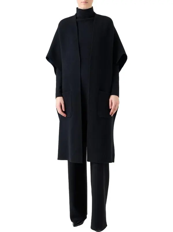 Akris Reversible Double Face Cashmere Cape - Black-denim