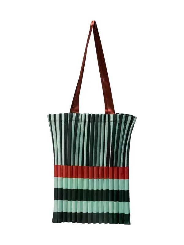 MULTITUDES BAGS Pleated Striped Tote Bag - Green