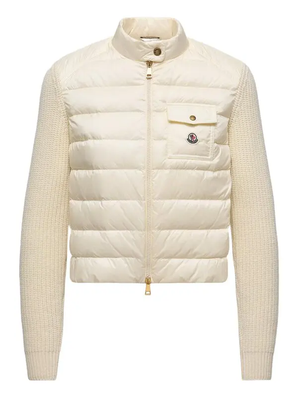 Moncler Padded Wool Zip-up Cardigan - White