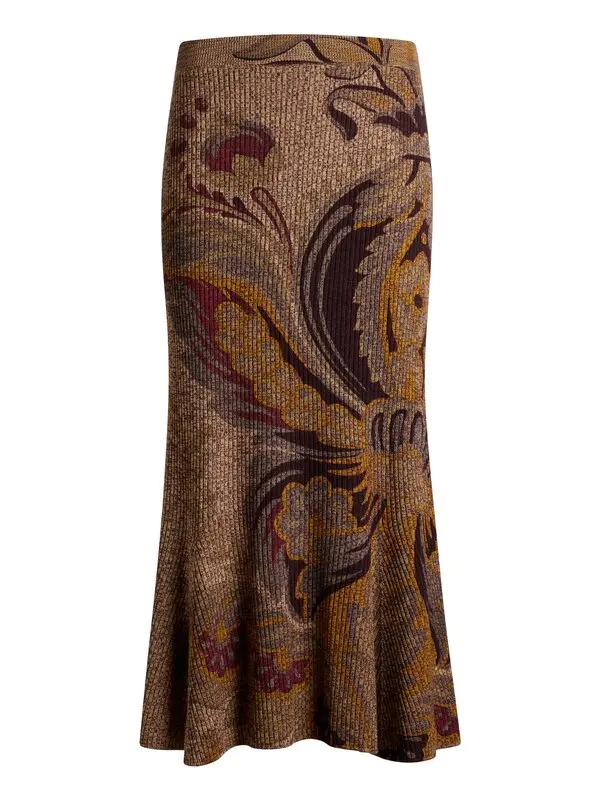 Etro Paisley-printed Wool Knit Maxi Skirt - Multi
