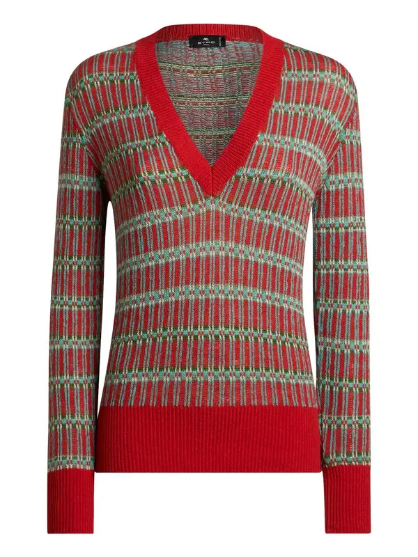 Etro Striped Wool-blend Knit Top - Red