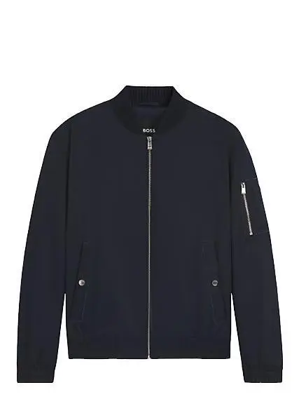 Hugo Boss Monogram-trim Woven Waterproof Jacket - Dark Blue