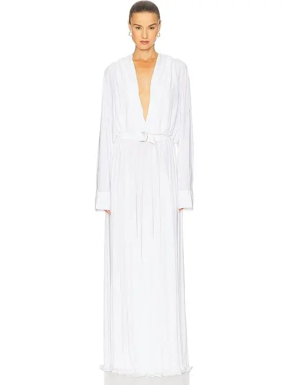 Norma Kamali Hooded Super Oversized Nk Shirt Flared Gown - Snow White