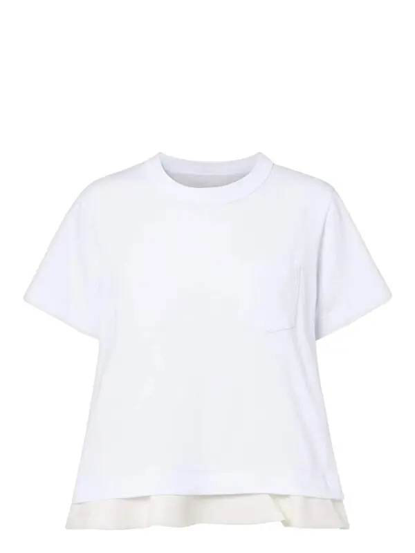 Sacai Twill And Cotton T-shirt - White