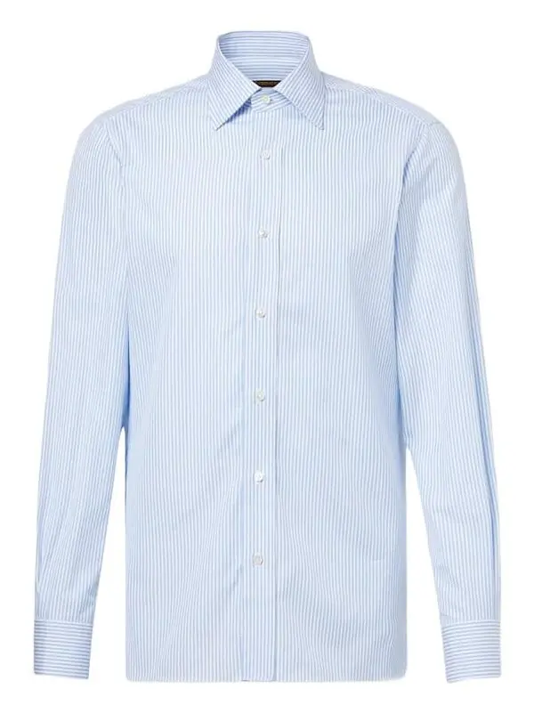 Rubinacci Striped Cotton Poplin Shirt - Blue