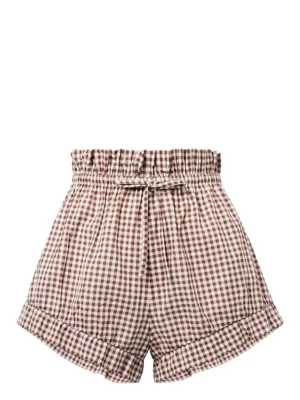 Posse Callie Gingham Cotton Shorts - Brown