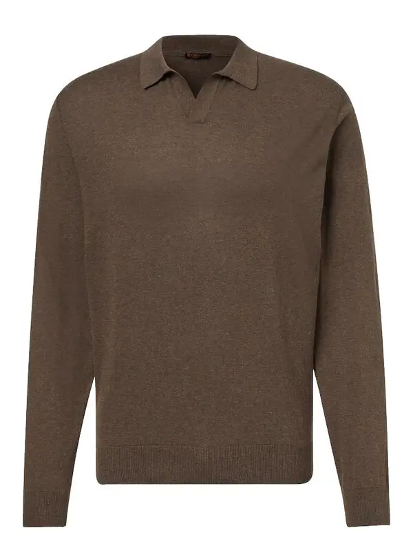Rubinacci Cashmere Polo Sweater - Brown