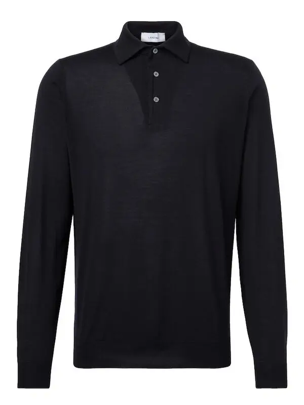 LARDINI Virgin Wool Polo Sweater - Blue