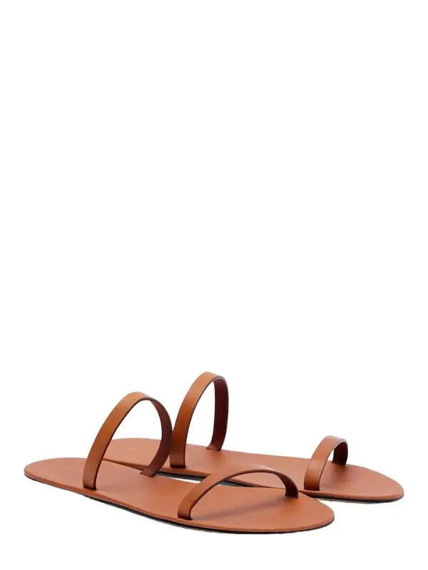 THE ROW Helena Leather Sandals - Brown