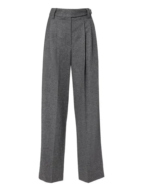 Brunello Cucinelli Pleated Wool And Cashmere Wide-leg Pants - Grey