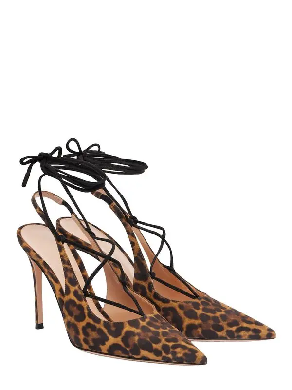 GIANVITO ROSSI 95 Leopard-print Slingback Pumps - Multicoloured