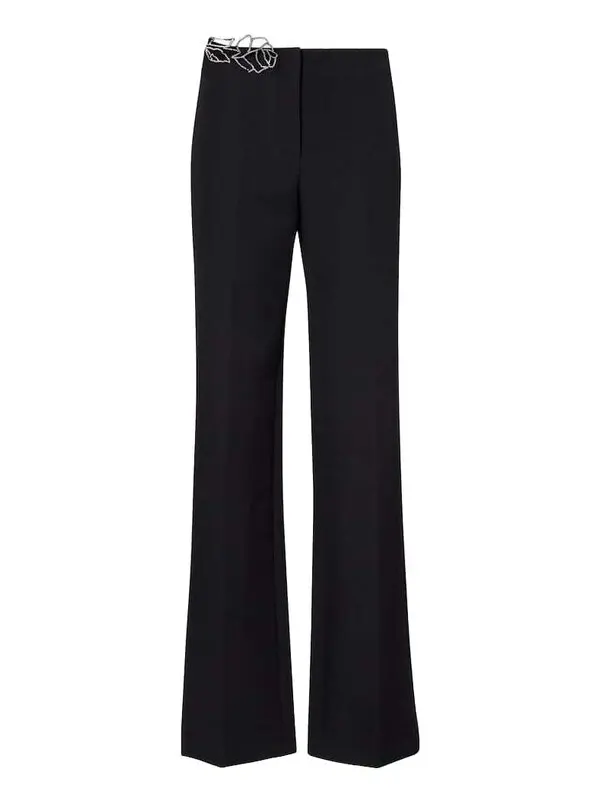 Blumarine Embellished Crêpe Cady Flared Pants - Black