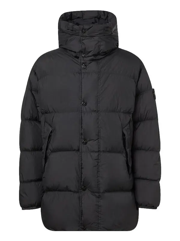 Stone Island Hooded Down Coat - Black