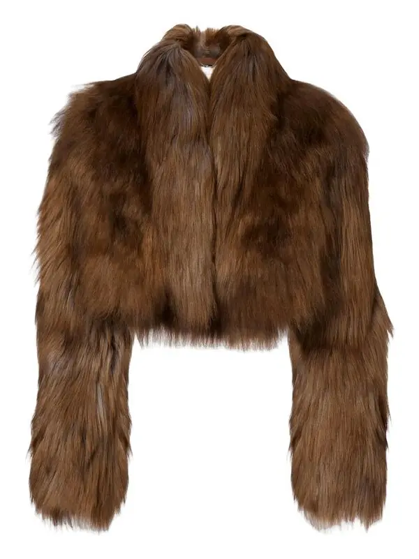 Blumarine Cropped Shearling Jacket - Brown