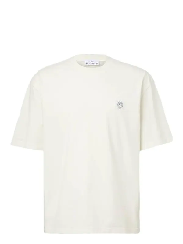 Stone Island Embroidered Cotton Jersey T-shirt - White