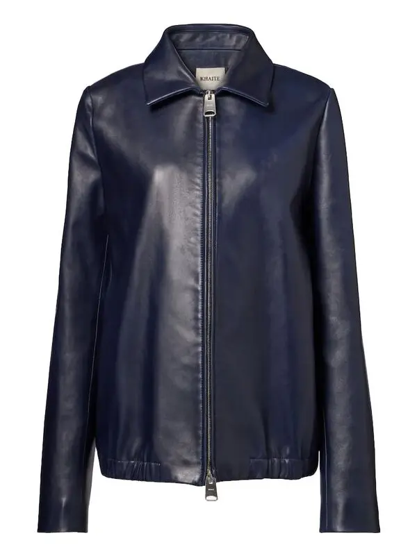 Khaite Jackson Leather Jacket - Blue