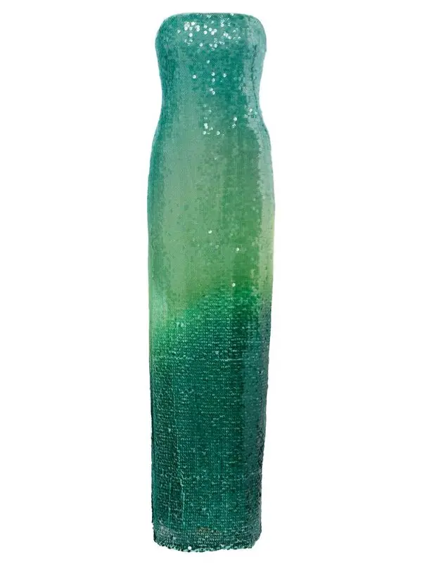 Simkhai Translucent Sequined Gown - Green