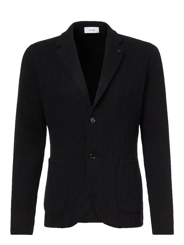 LARDINI Ribbed Cashmere Cardigan - Black