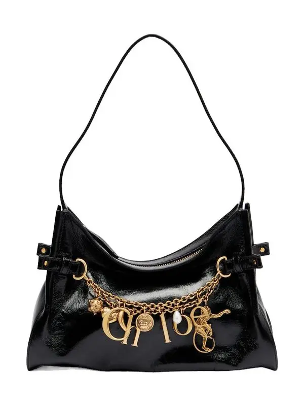 Chloé Charms Leather Shoulder Bag - Black