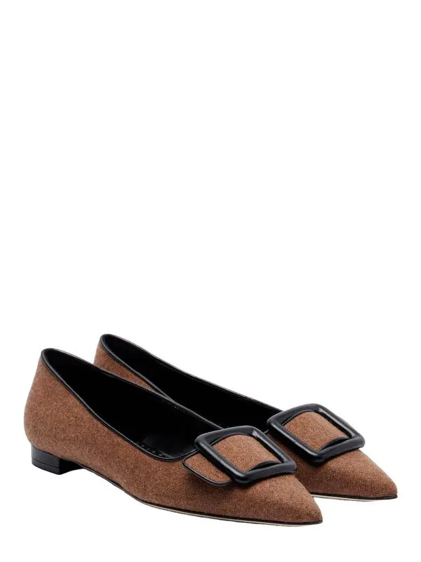 Manolo Blahnik Maysale Buckled Ballet Flats - Brown