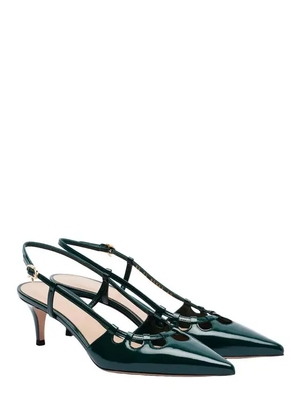 GIANVITO ROSSI Eloise 55 Leather Slingback Pumps - Green
