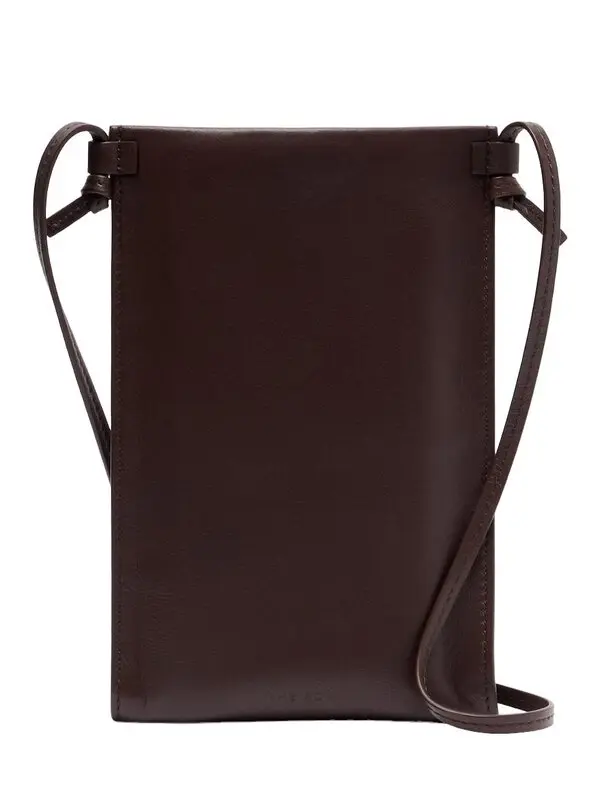 THE ROW Camie Leather Pouch With Strap - Brown