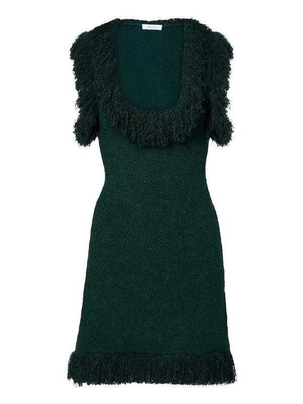 FERRAGAMO Fringed Silk-blend Minidress - Green