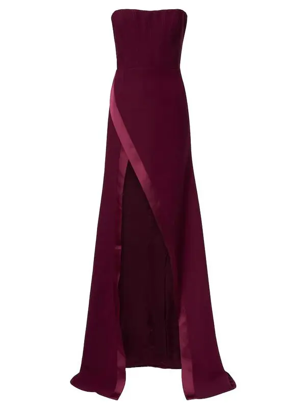 THE NEW ARRIVALS ILKYAZ OZEL Nefertiti Crêpe Gown - Burgundy