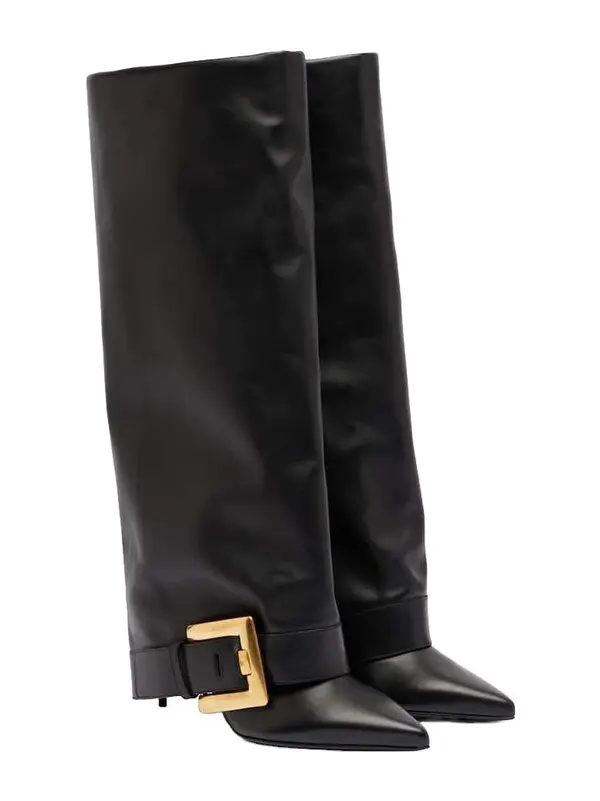 Balmain Anthem Leather Knee-high Boots - Black
