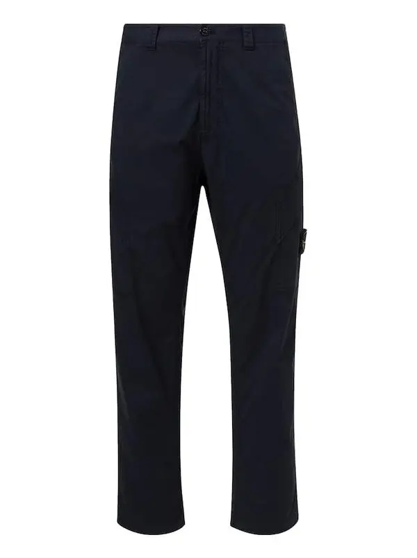 Stone Island Embroidered Cotton-blend Twill Cargo Pants - Blue