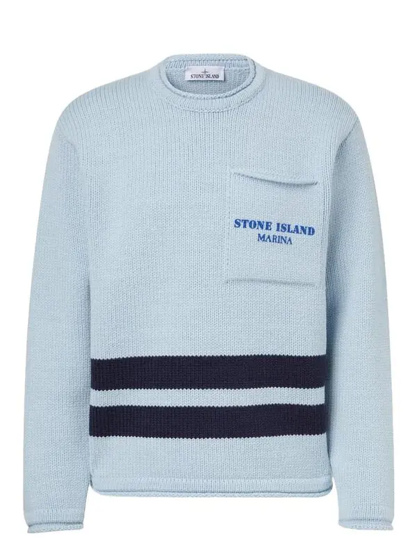 Stone Island Marina Jacquard Virgin Wool Sweater - Blue