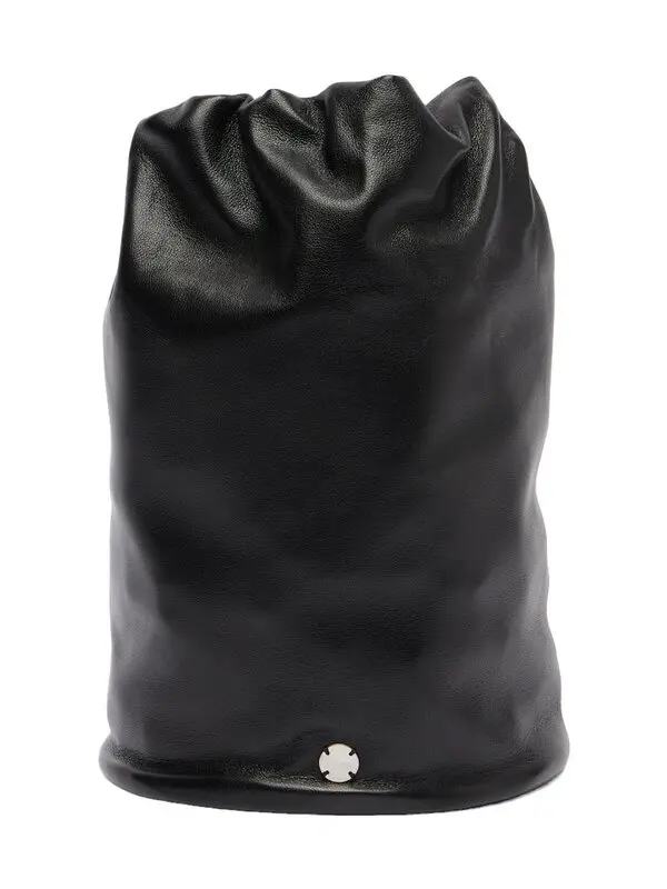 THE ROW Leather Drawstring Pouch - Black