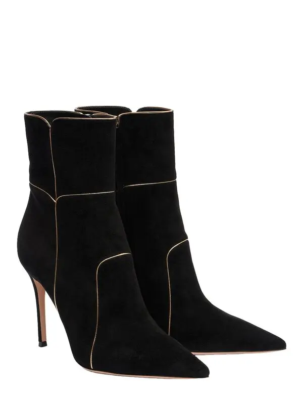 GIANVITO ROSSI 95 Suede Ankle Boots - Black