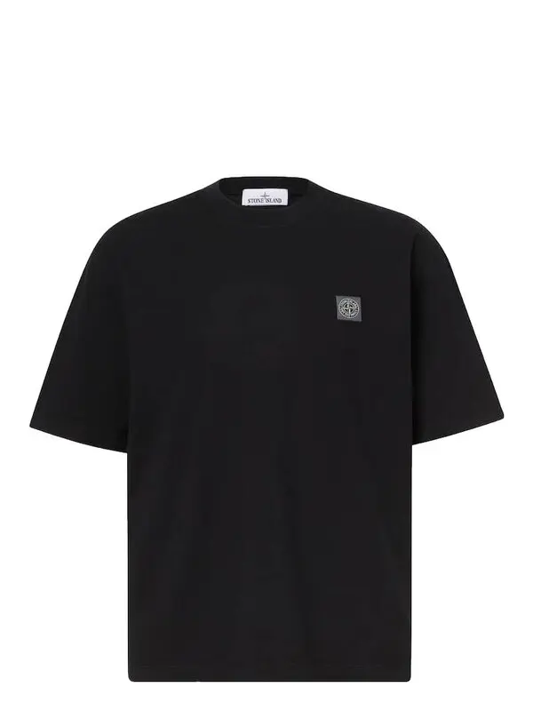 Stone Island Embroidered Cotton Jersey T-shirt - Black