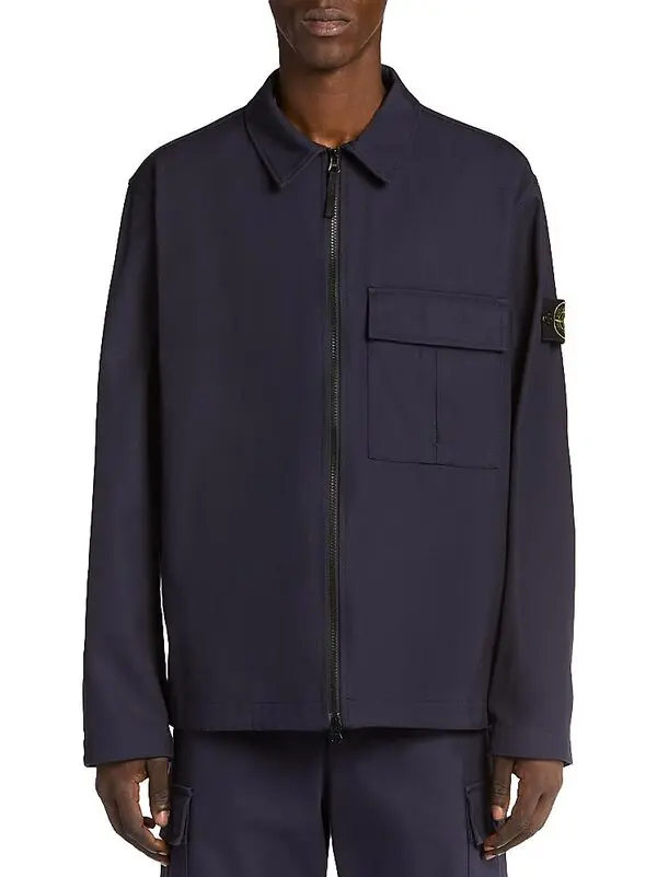 Stone Island Zip Front Shirt Jacket - Dark Blue