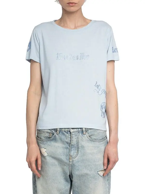 Zadig&Voltaire Alys Pcl Multicusto Embellished Tee - Cloud