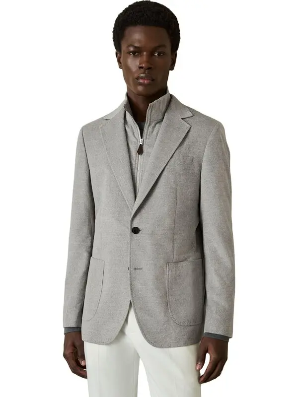 REISS Patch Single-breasted Blazer With Gilet Insert Tailored-fit - Grey
